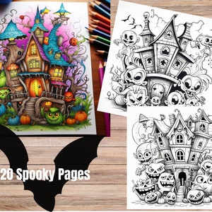 Haunted House Coloring Page, Ghost Coloring Page, Spooky Mansion ...