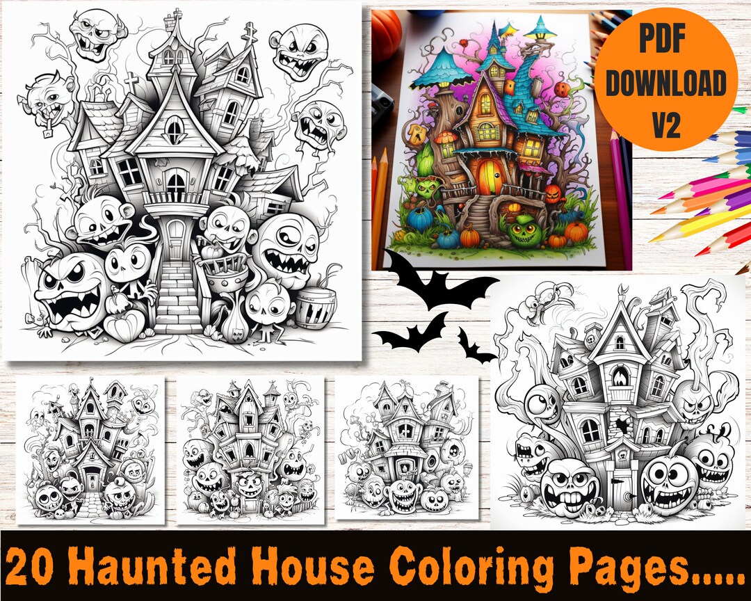Haunted House Coloring Pages, Halloween Coloring Pages, Ghost Coloring ...