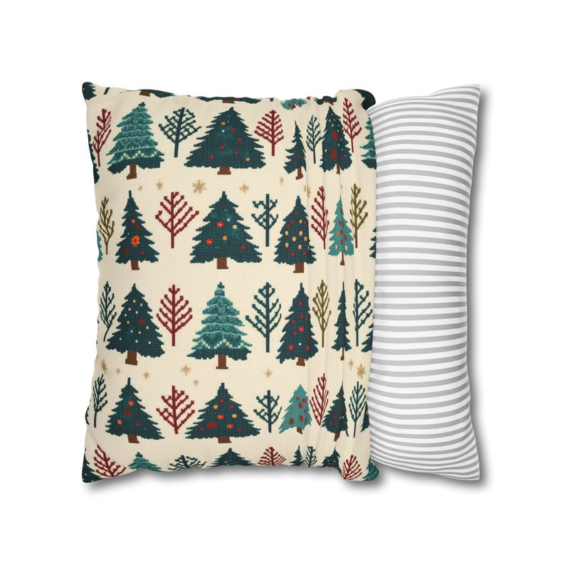 Pillowcase Winter Pines Square Decorative Pillow, Holiday Pillow Case ...