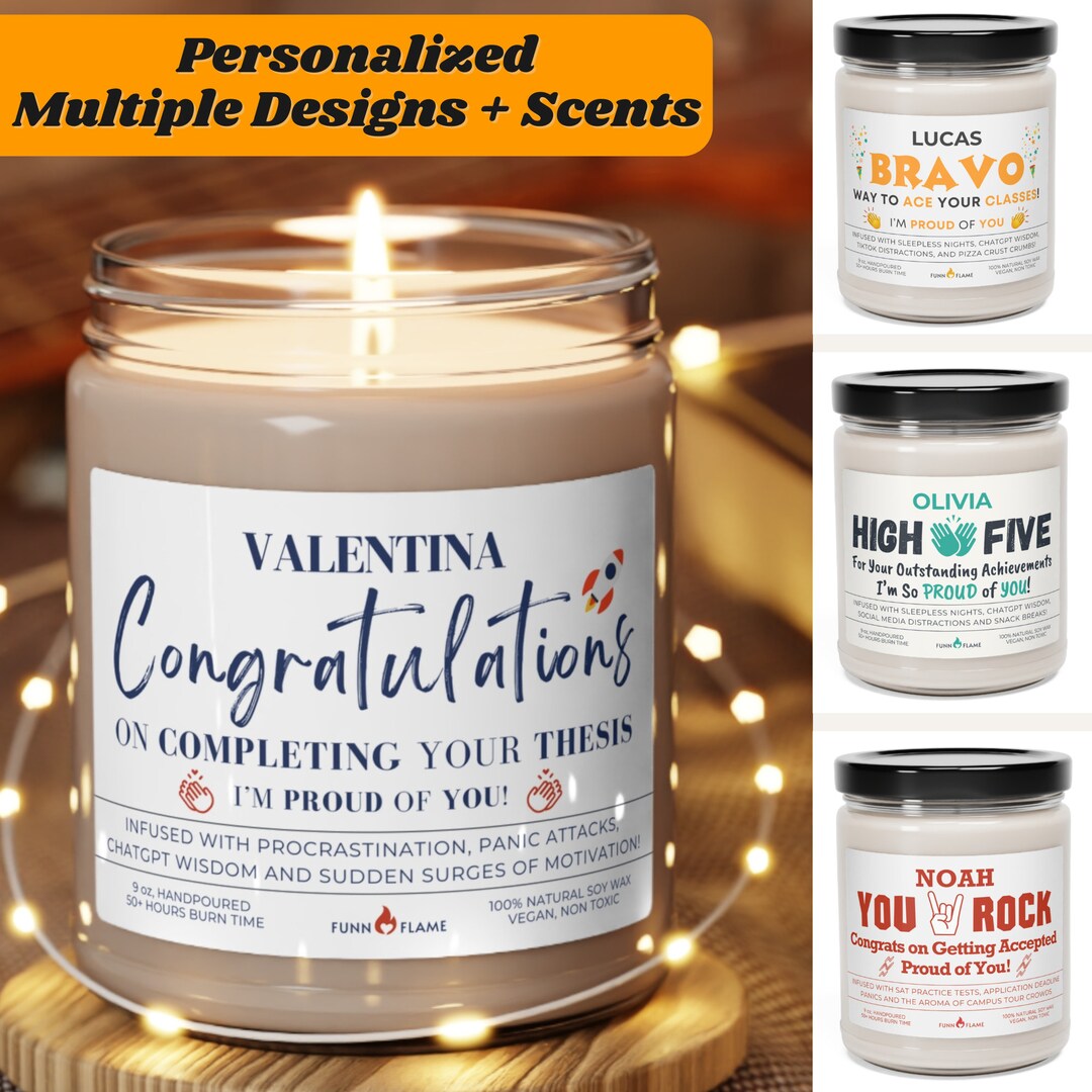 Custom Congratulations on Your Thesis Candle, Personalized Gift for ...