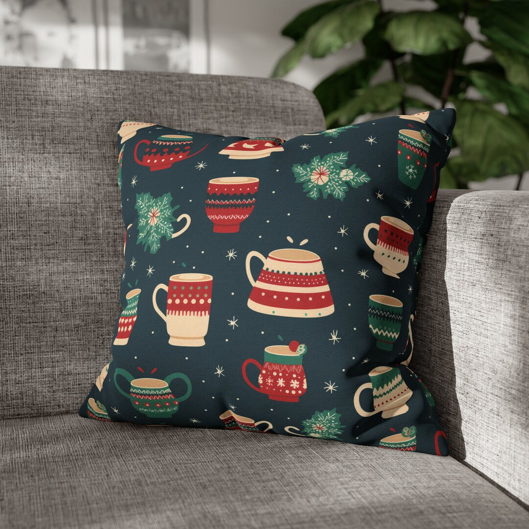 Pillowcase Hot Cocoa & Teapot Accent Pillow, Winter Pillow Case ...