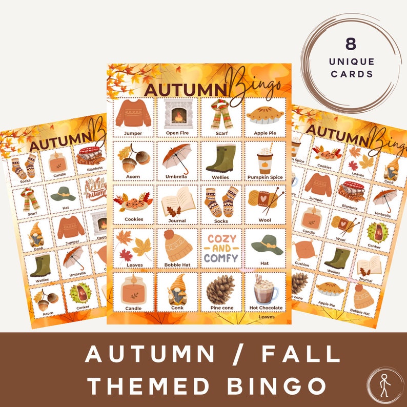 Autumn Bingo Game: 8 Unique Printable Cards (digital Download) - Etsy