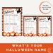 Halloween Name Game: Printable Party Activity, Kids Halloween Games ...