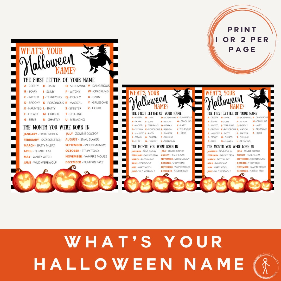Halloween Name Game: Printable Party Activity, Kids Halloween Games ...