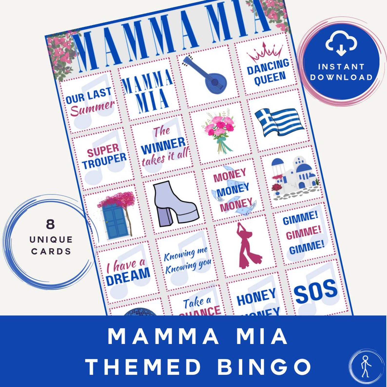 Mamma Mia Themed Bingo | Greek Bingo | Abba Themed Bingo Game | All ...