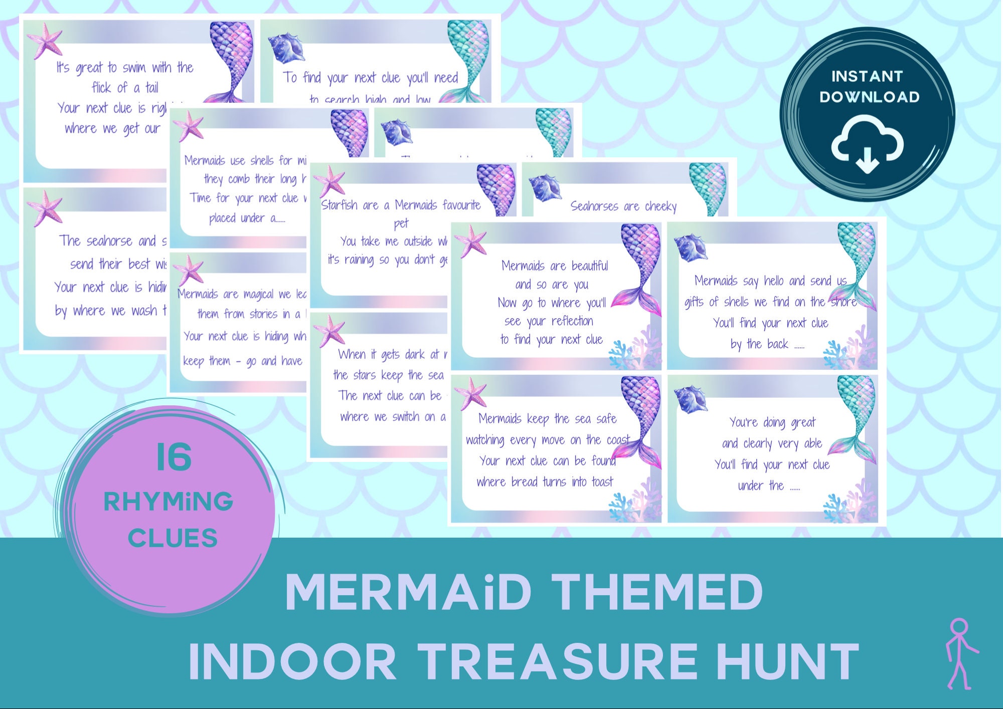 Mermaid - Treasure Hunt | Rhyming Clues | Scavenger Hunt | Party ...