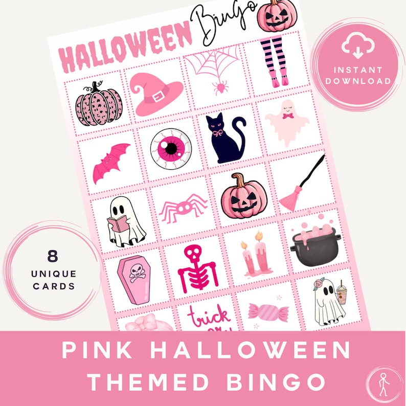 Pink Halloween Bingo Game: Printable Family Fun (digital Download) - Etsy