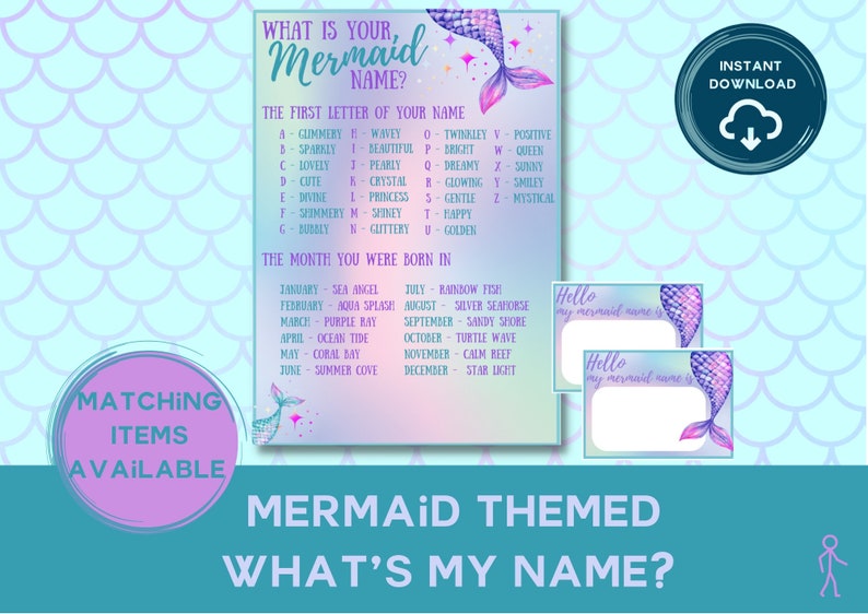 Mermaid - What’s Your Name? | Party Game | Mermaid Party | Mermaid ...