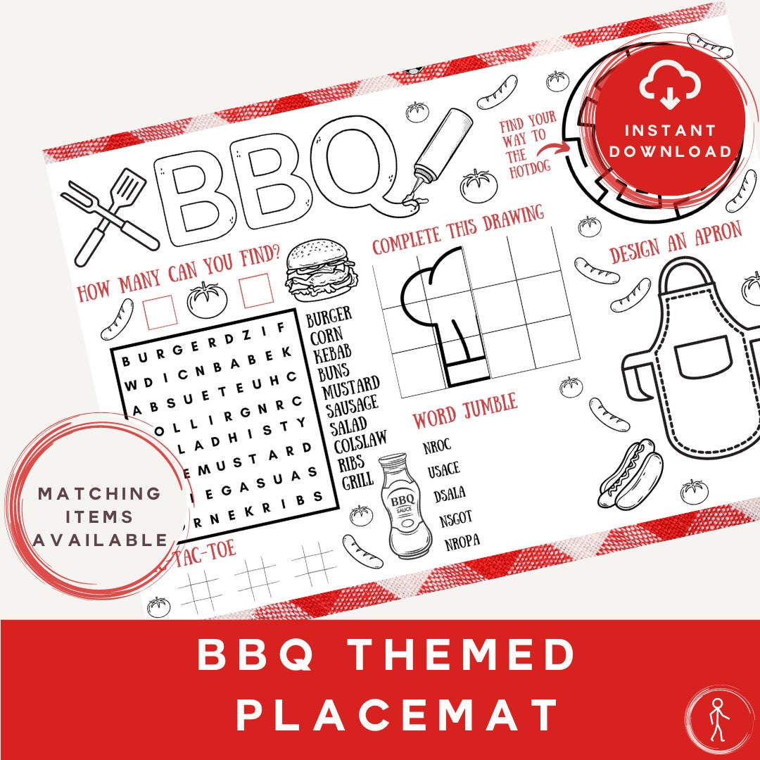 BBQ Activity Placement | Kids Activity Mat | BBQ Summer Games | Garden ...