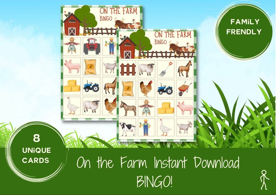 Farm Animal Bingo Game: Family Fun (digital Download) - Etsy