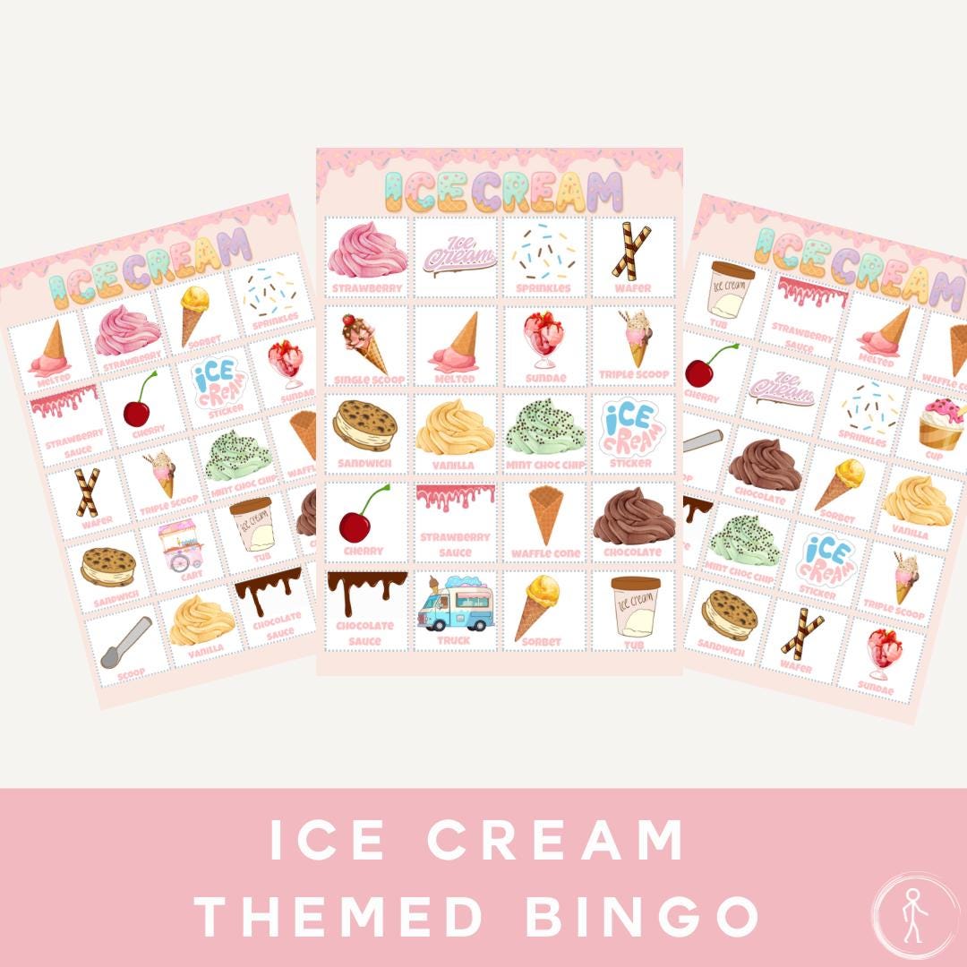 Ice Cream Bingo Game – Printable Party Game for Kids & Adults | 8 ...