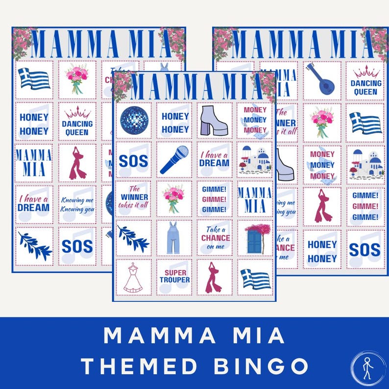 Mamma Mia Themed Bingo | Greek Bingo | Abba Themed Bingo Game | All ...
