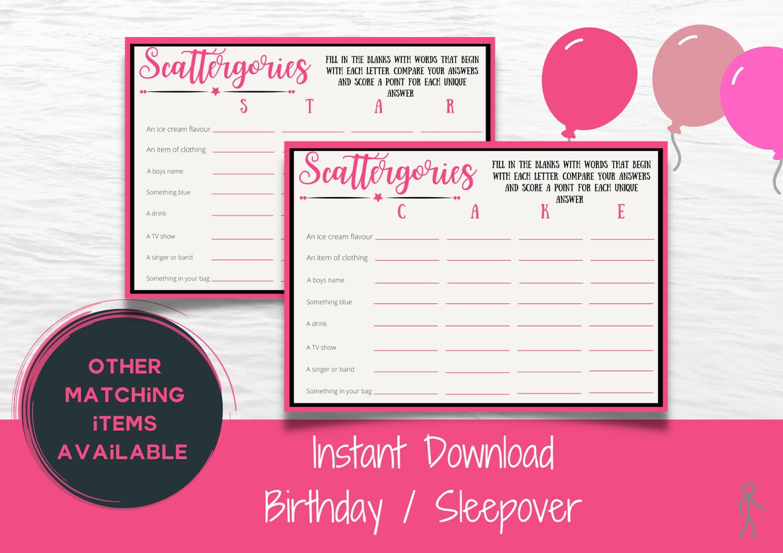 Birthday Games | Scattergories | Sleepover | Slumber Party | Girls ...