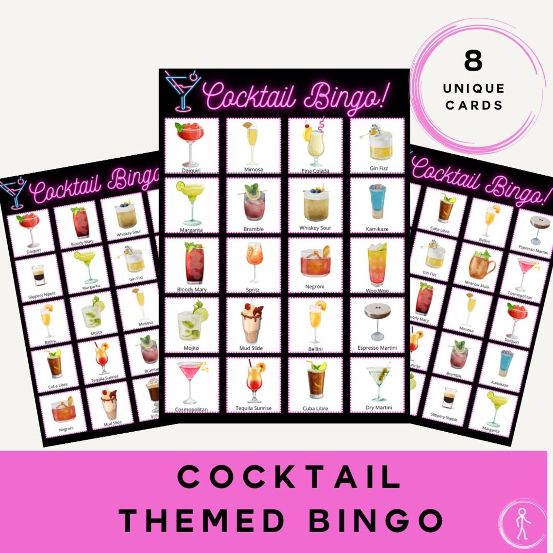 Cocktail Bingo | Cocktail Themed Game | Girls Night in | Retro Bingo ...