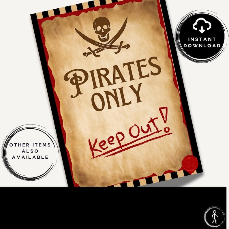 Printable Pirate Party Signs: Treasure Hunt Decorations (digital ...