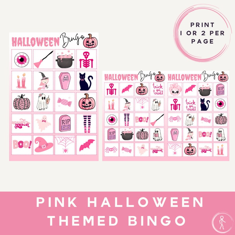 Pink Halloween Bingo Game: Printable Family Fun (digital Download) - Etsy