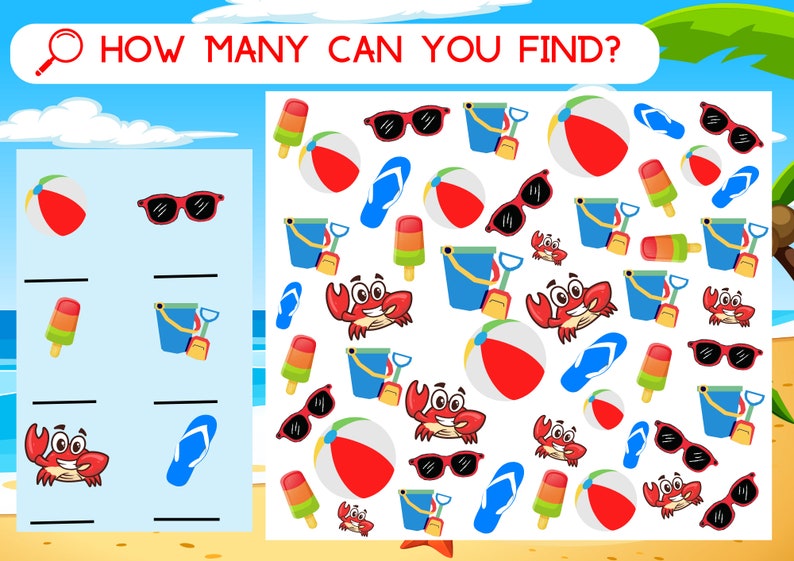 Kids Summer Activity Pack: Beach Games & Coloring (digital Download) - Etsy
