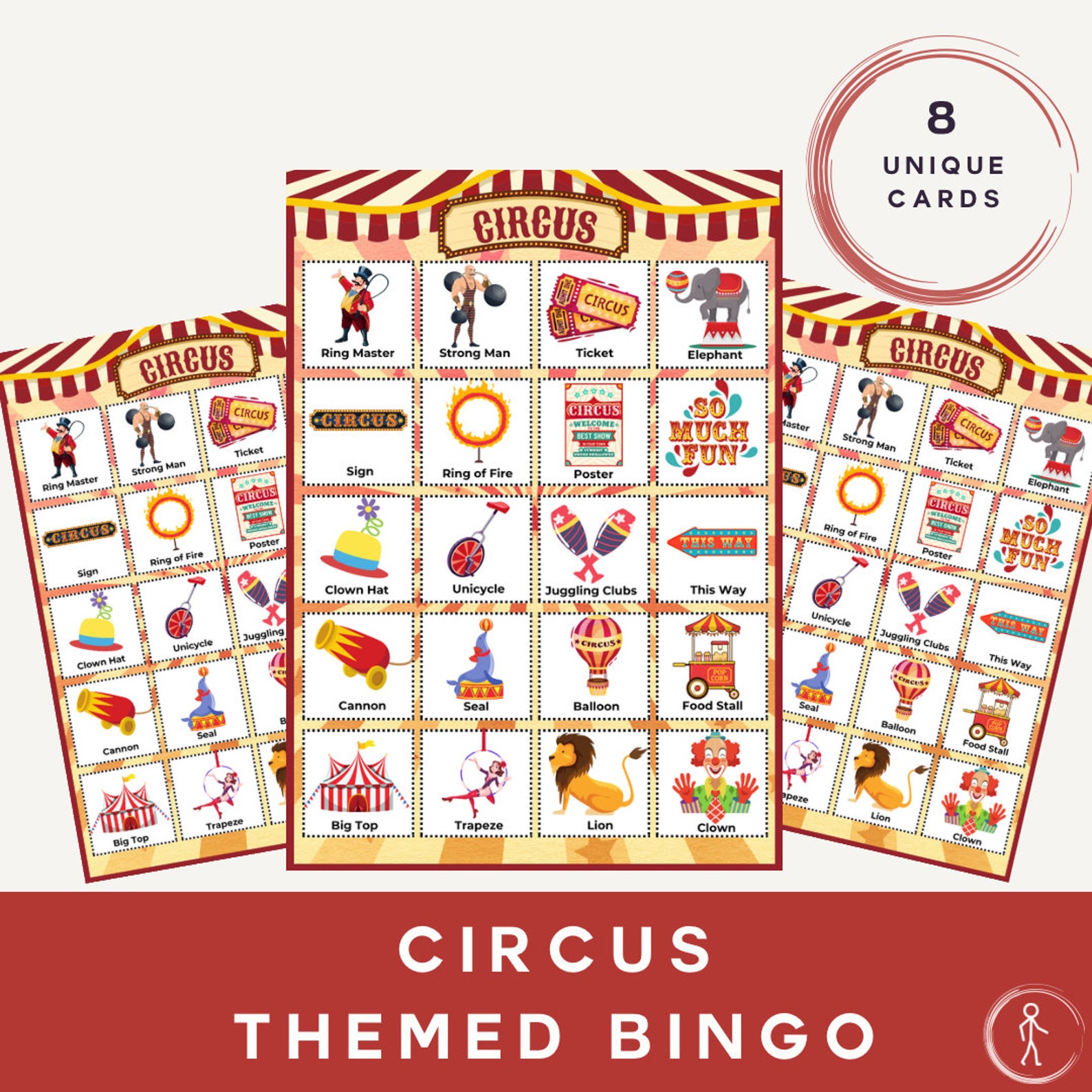 Circus Bingo Themed Bingo Family Game Classroom Activity Kids Bingo Fun ...