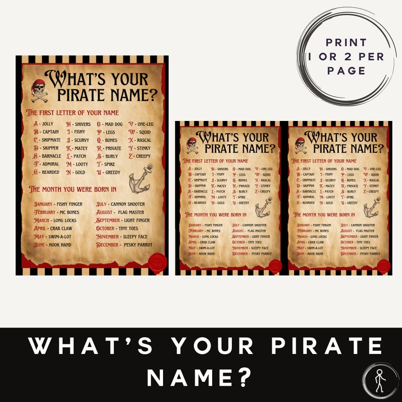 Pirate Name Game: Pirate Party Activity (instant Download) - Etsy