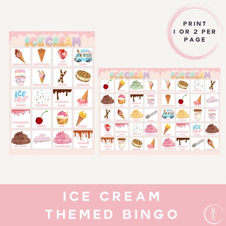 Ice Cream Bingo Game – Printable Party Game for Kids & Adults | 8 ...