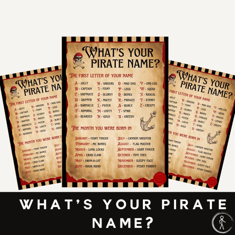 Pirate Name Game: Pirate Party Activity (instant Download) - Etsy