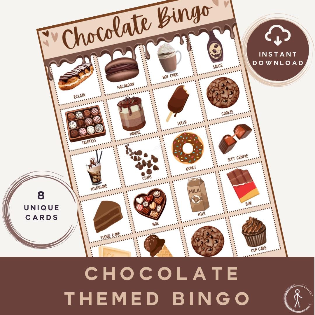 Chocolate Bingo | Sweet Treats Bingo | Food & Drink Bingo | Chocolate ...