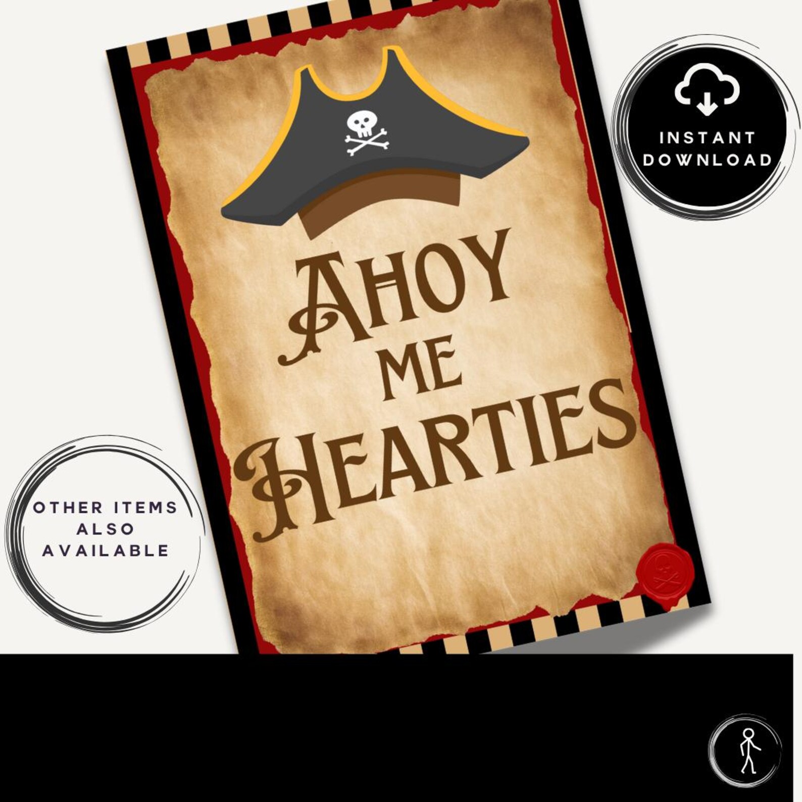 Printable Pirate Party Signs: Treasure Hunt Decorations (digital ...