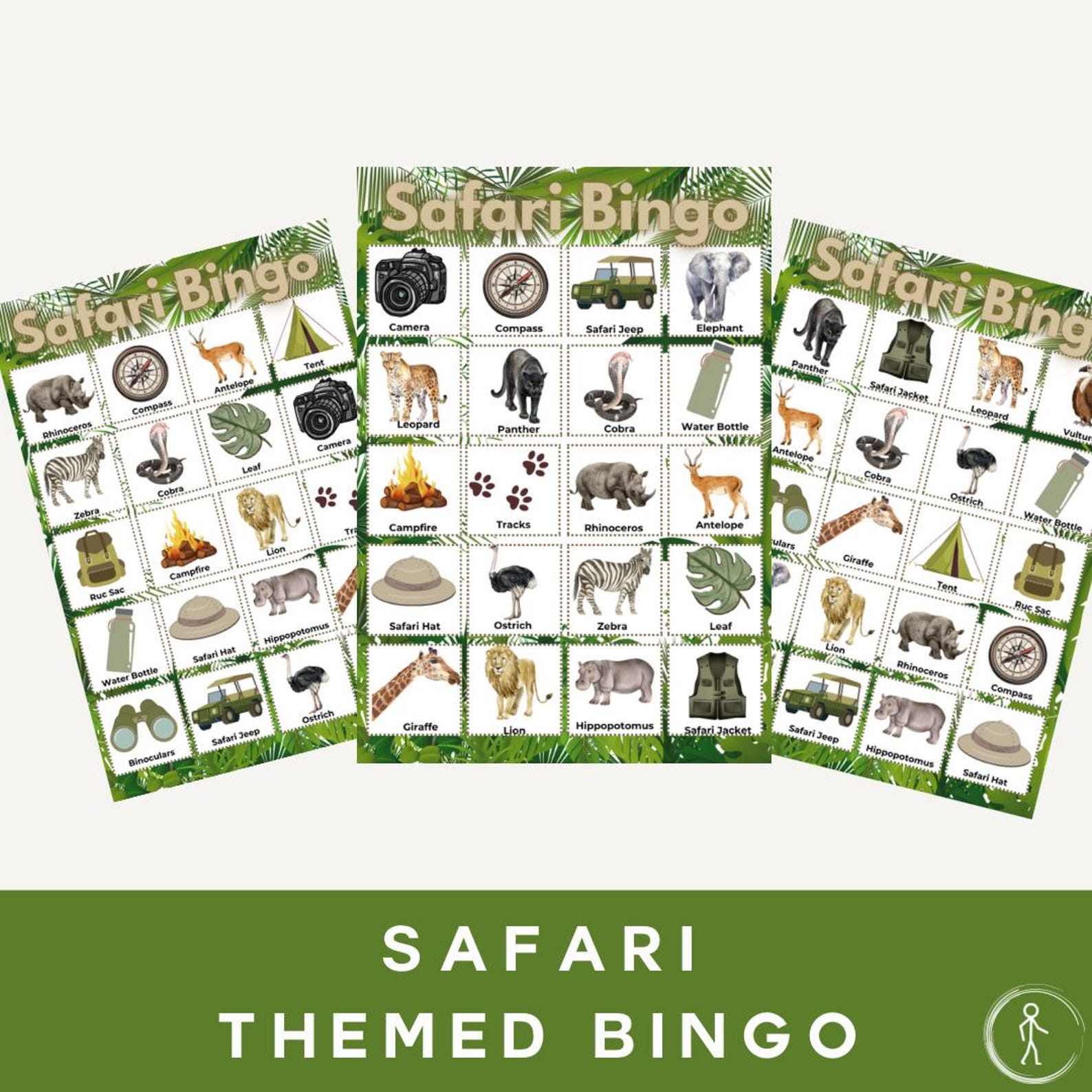 Safari Animal Bingo Game: Printable Jungle Party Activity (instant ...