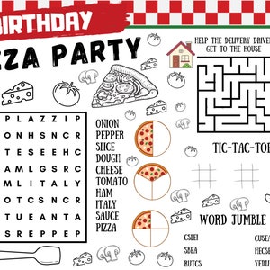 Pizza Party Placemat | Pizza Themed Event | Children's Activity | Pizza ...