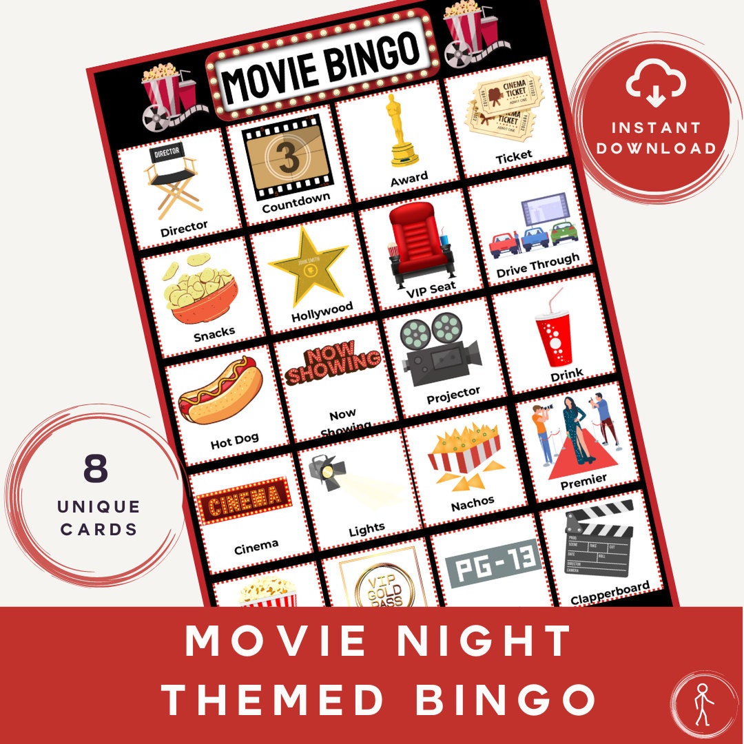 Movie Themed Bingo | Family Night in | Games Night | Unique Bingo Game ...