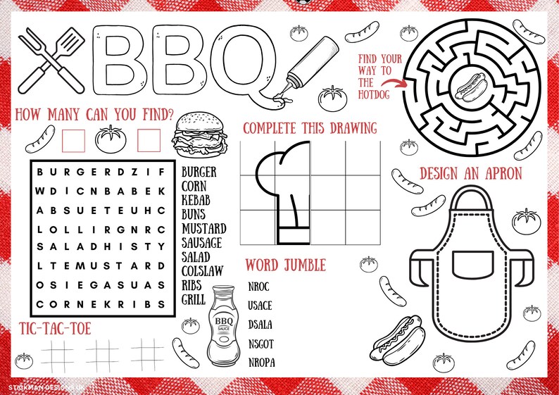 BBQ Activity Placement | Kids Activity Mat | BBQ Summer Games | Garden ...