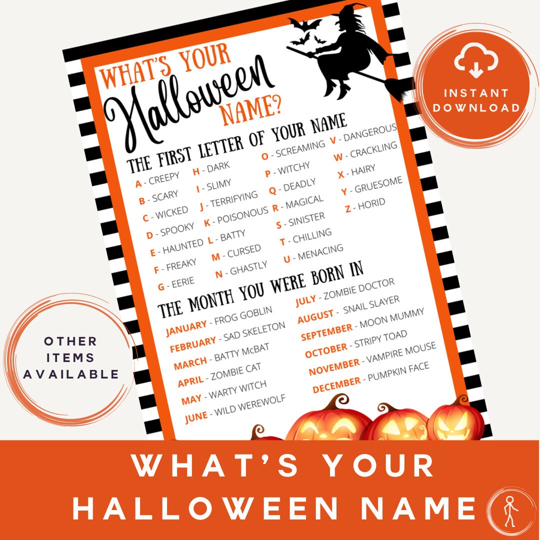 Halloween Name Game: Printable Party Activity (instant Download) - Etsy