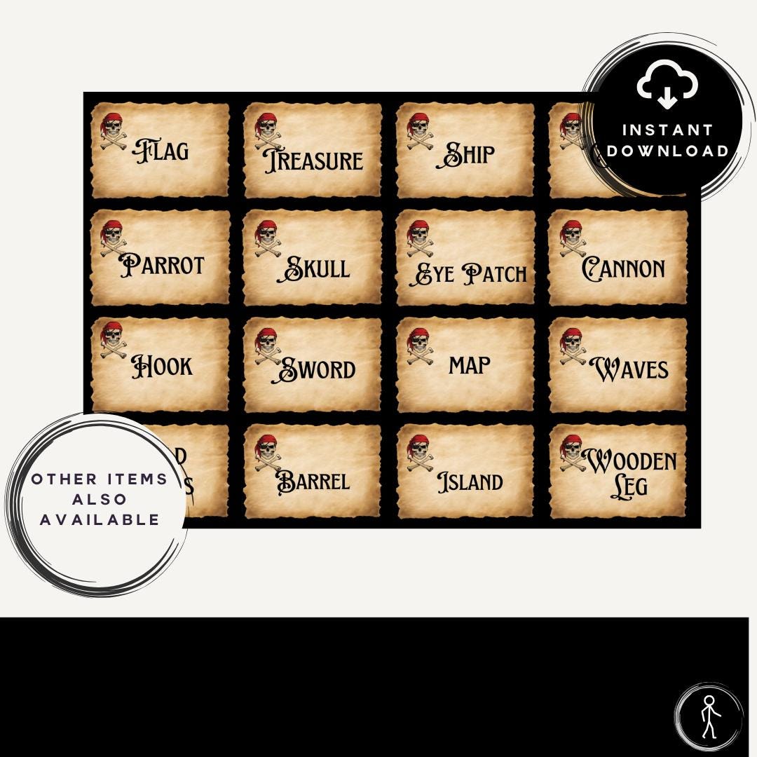 Pirate Pictionary Game: 32 Pirate Words (digital Download) - Etsy