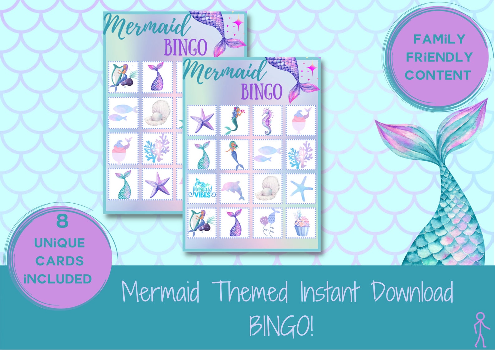 Mermaid Bingo Party Game Girls Birthday Mermaid Themed - Etsy