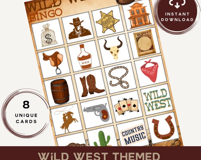Wild West, Western, 5x5 Bingo Printable Pdfs, Digital Download, Call ...