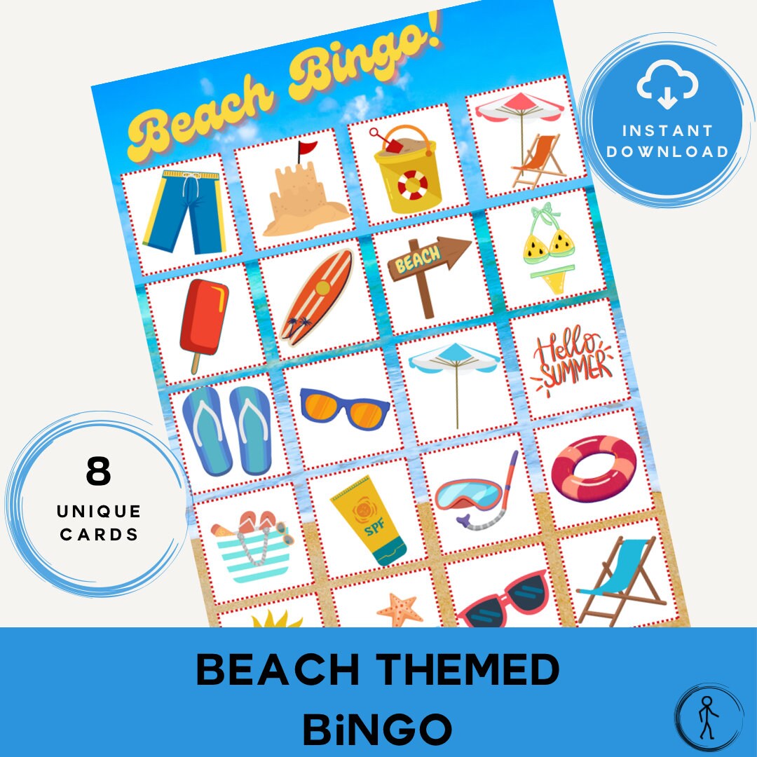 Beach Bingo | Summer Themed Bingo | Family Games Night | Classic Games ...