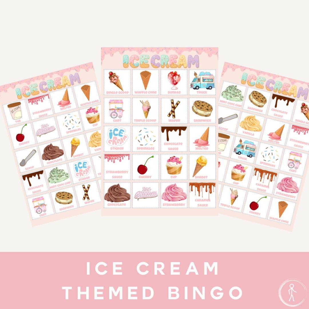 Ice Cream Bingo Game – Printable Party Game for Kids & Adults | 8 ...