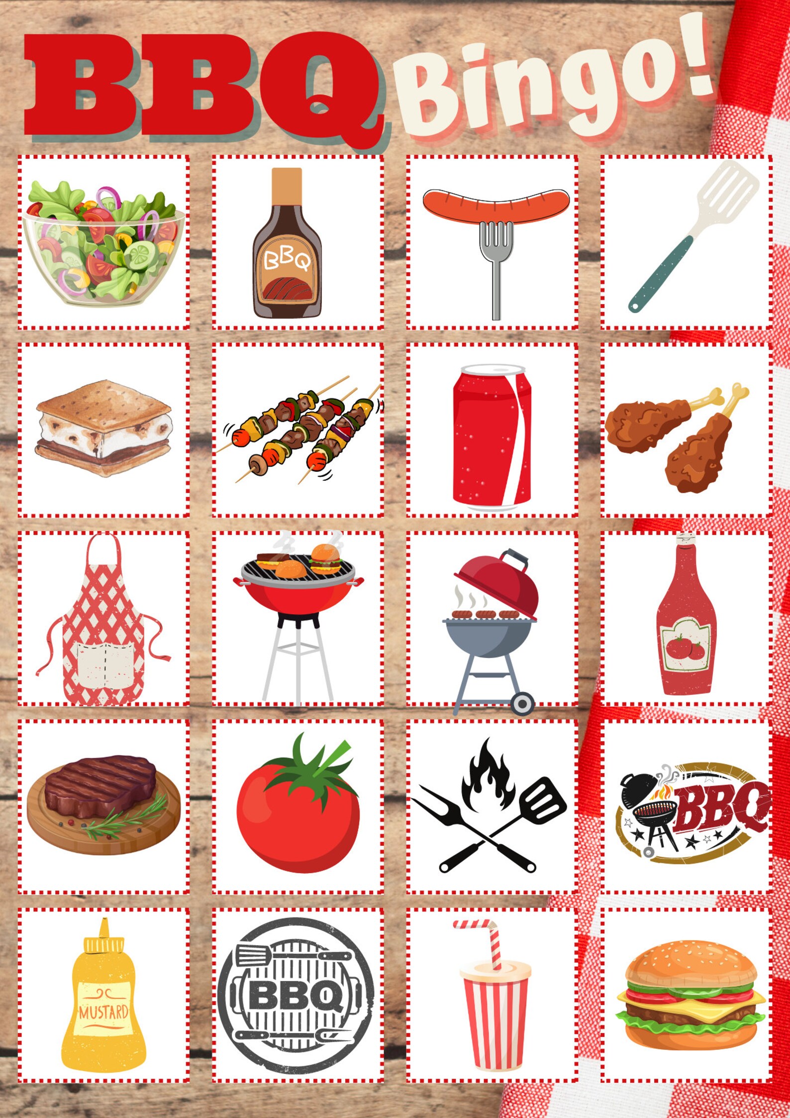 BBQ Bingo | Family Themed Bingo | Retro Games | Summer Bingo | BBQ ...