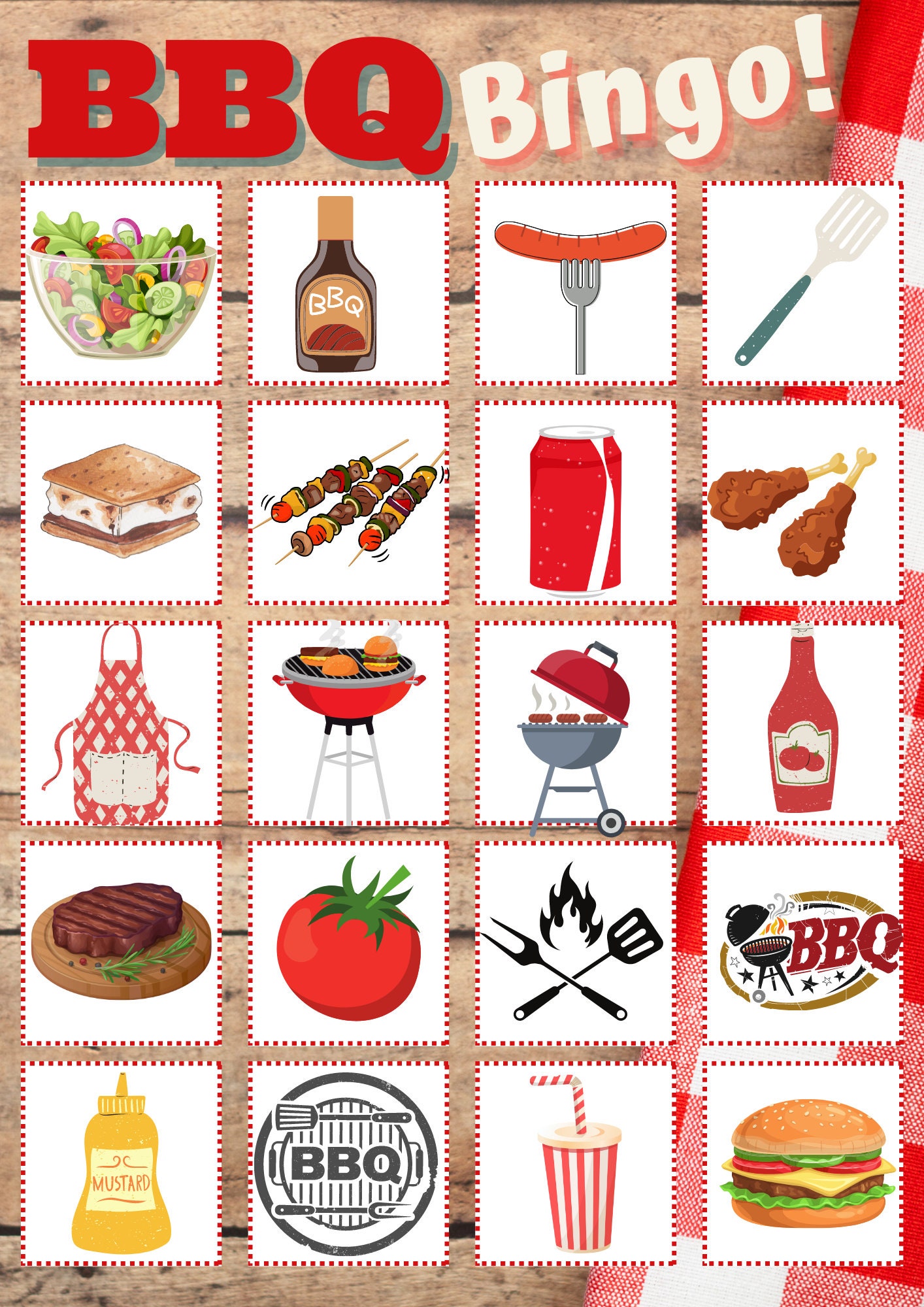 BBQ Bingo | Family Themed Bingo | Retro Games | Summer Bingo | BBQ ...