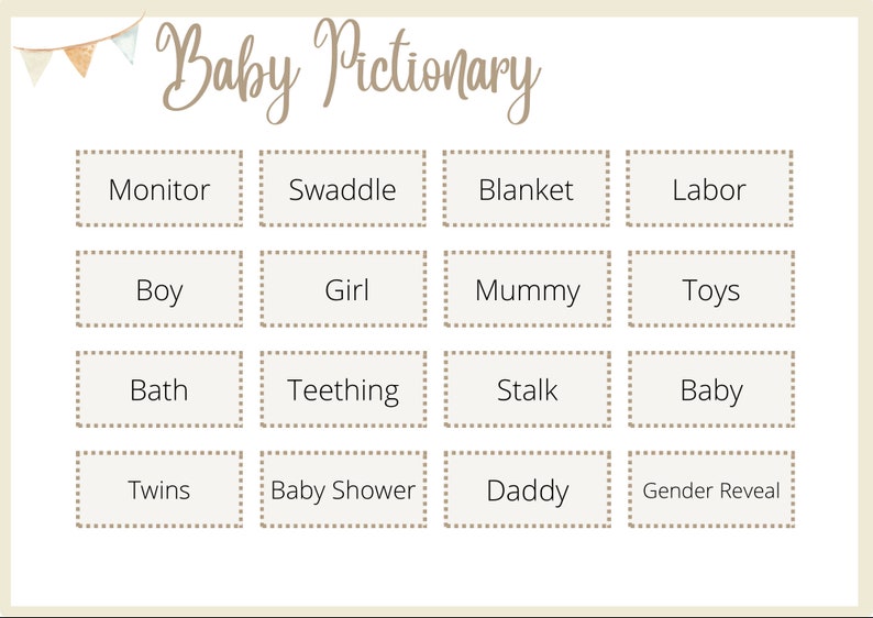 Baby Shower Pictionary - Etsy