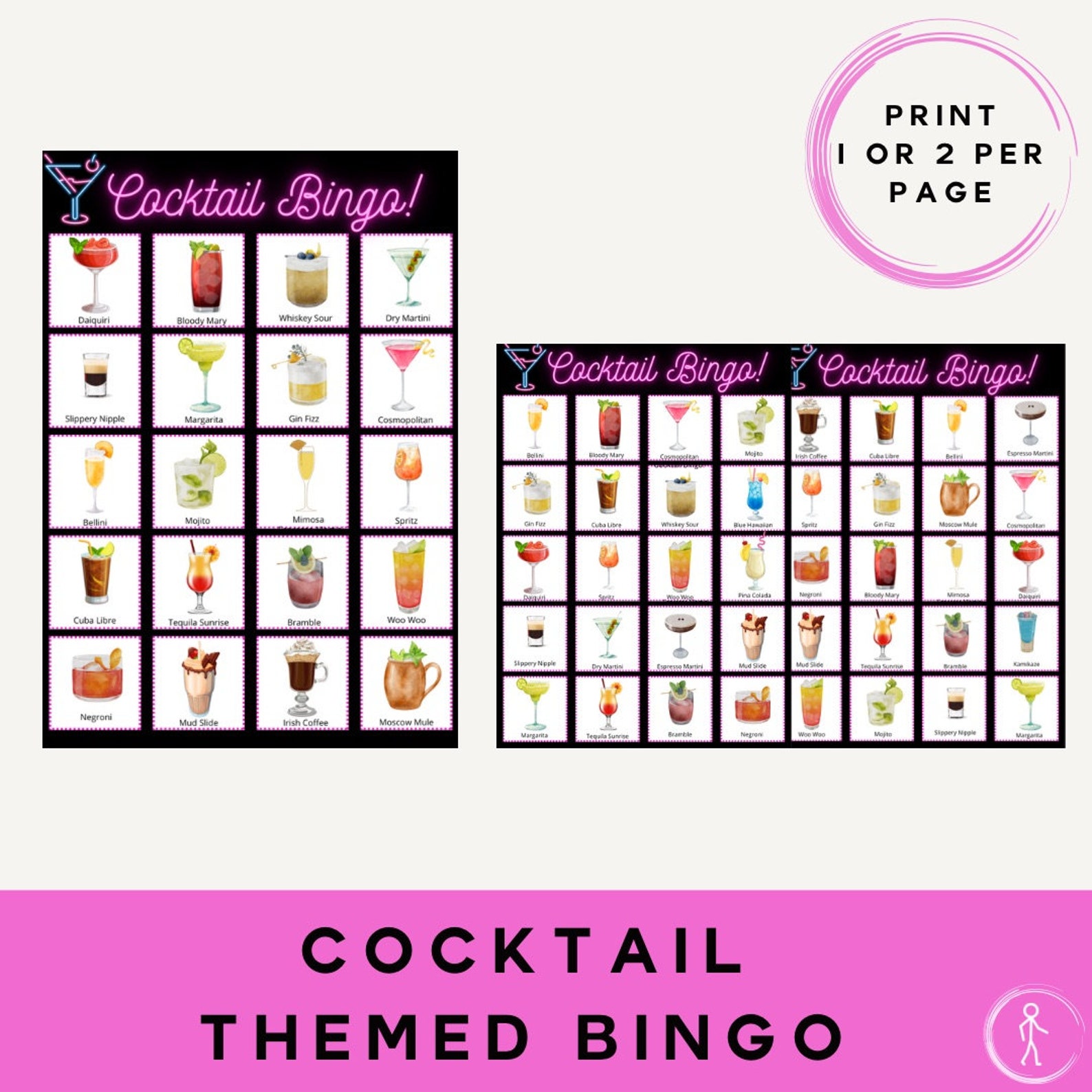Cocktail Bingo | Cocktail Themed Game | Girls Night in | Retro Bingo ...