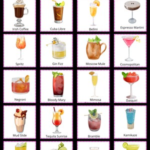 Cocktail Bingo | Cocktail Themed Game | Girls Night in | Retro Bingo ...