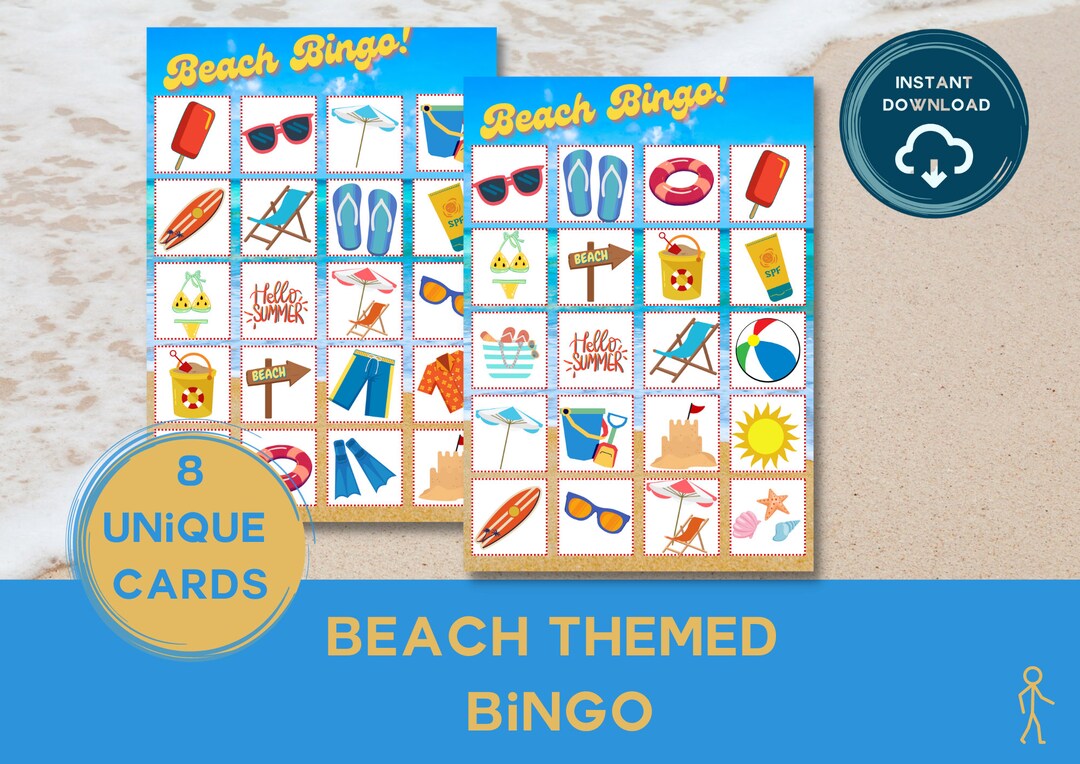 Beach Bingo Summer Themed Bingo Family Games Night - Etsy