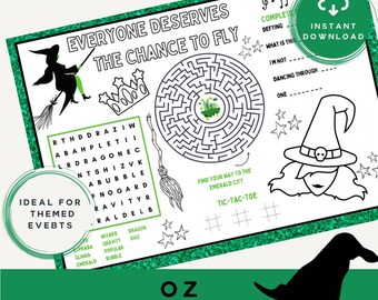 Wicked Film Musical Inspired Printable Activity Sheet Placemat, Wicked ...