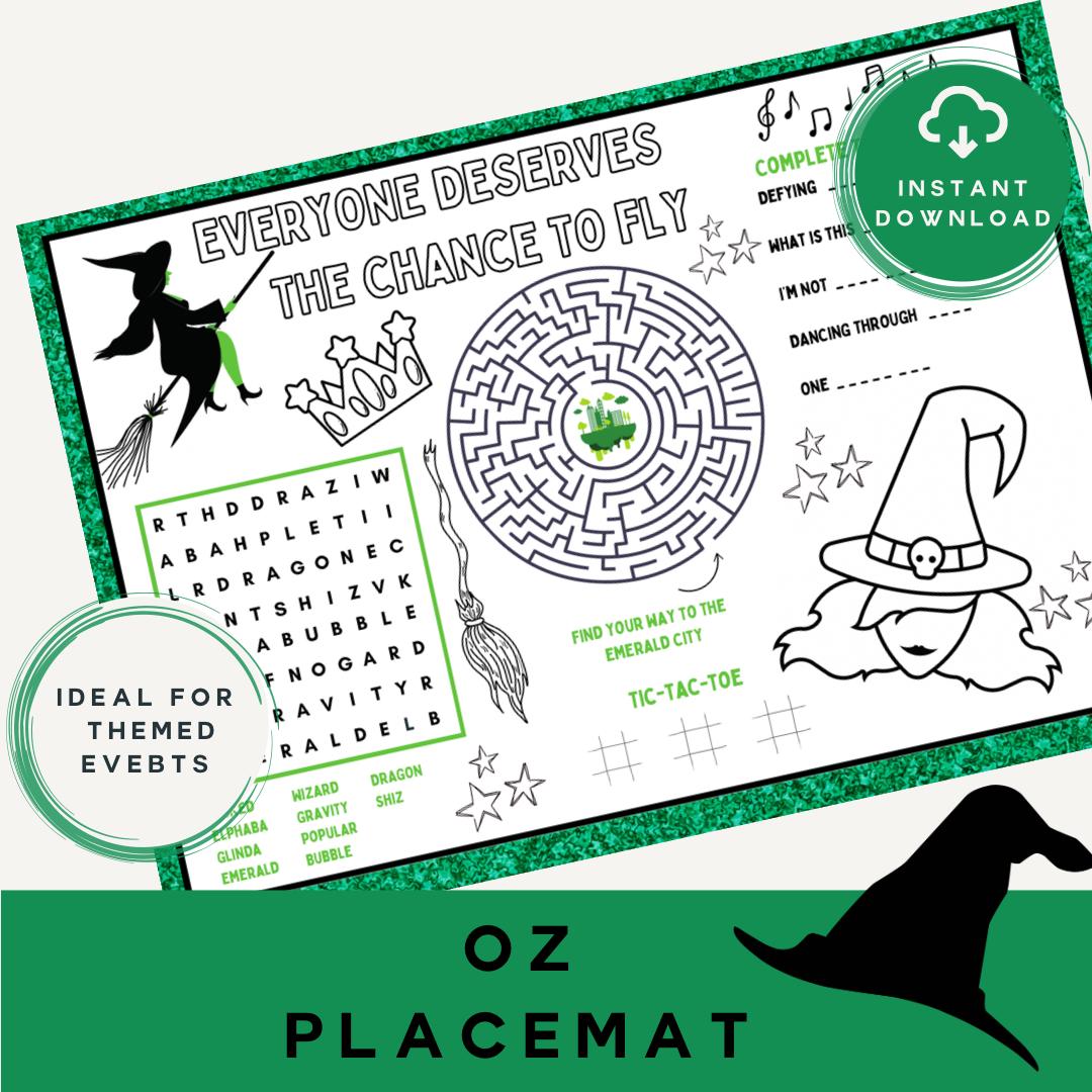 Wicked Oz Activity Sheet Placemat: Kids Party Game (digital Download ...