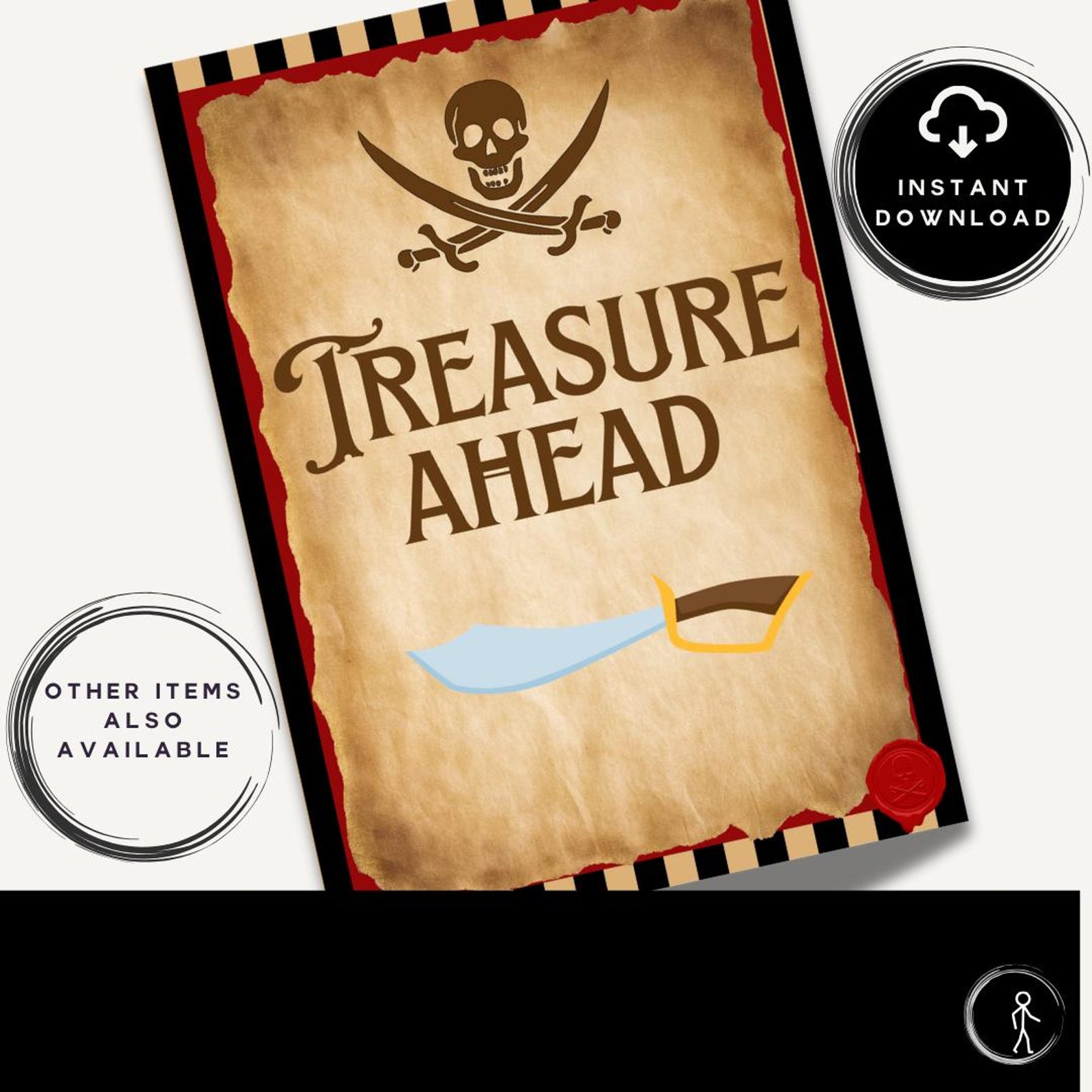 Printable Pirate Party Signs: Treasure Hunt Decorations (digital ...