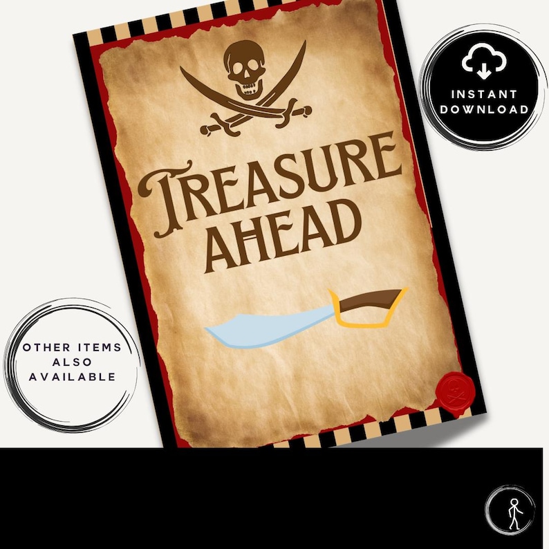 Printable Pirate Party Signs: Treasure Hunt Decorations (digital ...