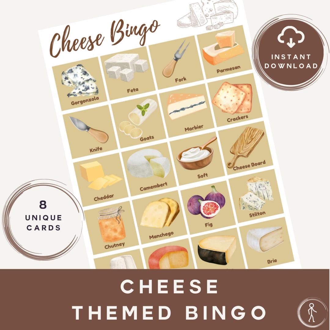Cheese Bingo Game: Food Themed Party Activity (instant Download) - Etsy