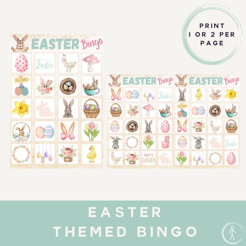 Easter Bingo Game | 8 Unique Cards, Family Fun (instant Download ...