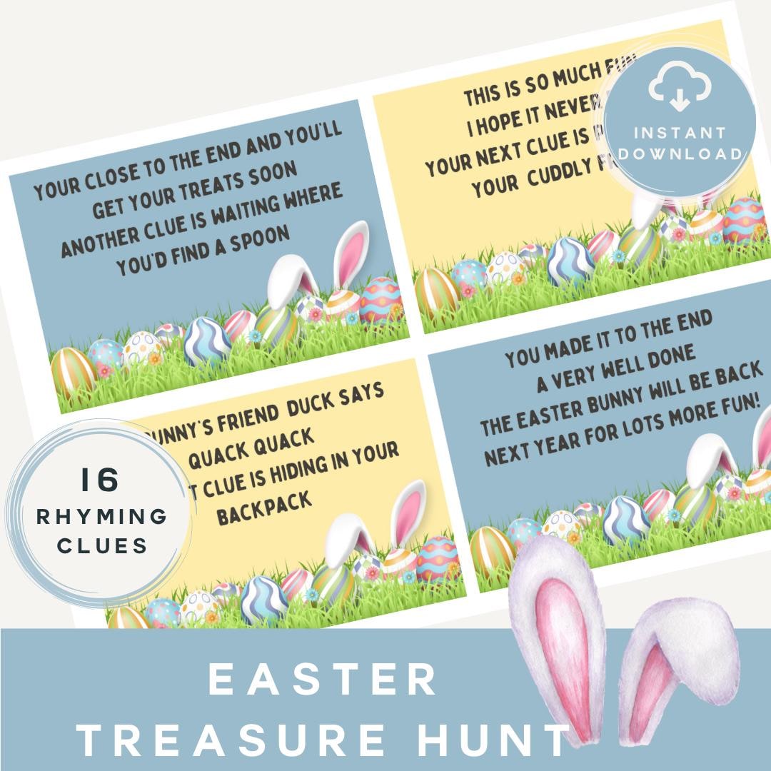Easter Rhyming Treasure Hunt: Indoor Activity With 16 Clues (digital ...